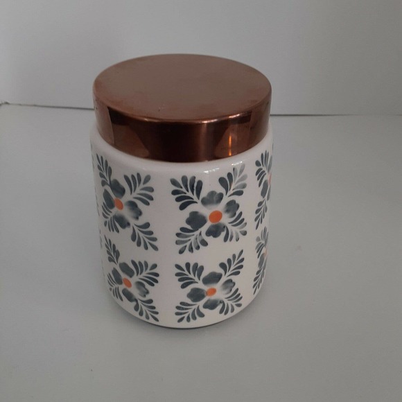 Threshold | Kitchen | 27 Threshold Stoneware Canister With Copper Tone ...